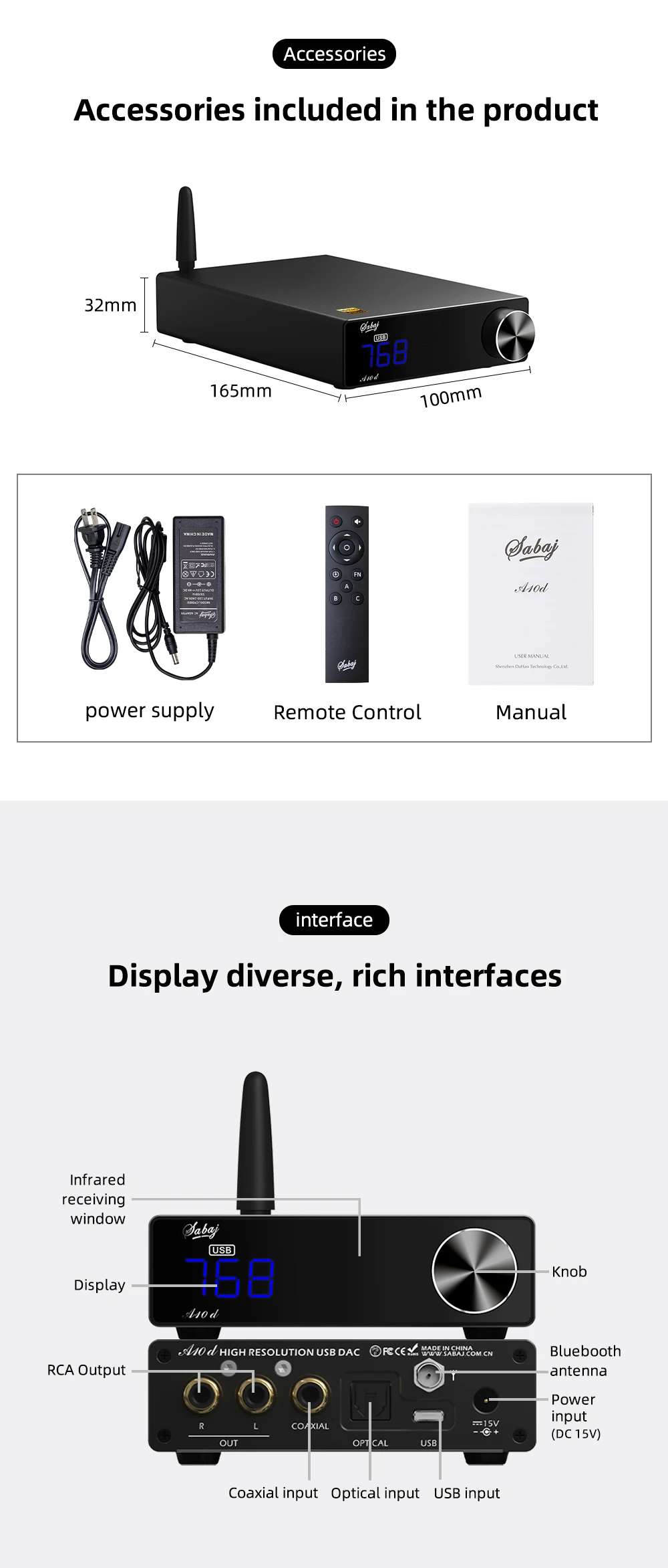 Sabaj A10d Audio Dac Bluetooth5.0 Desktop Hi-res Decoder Support Usb ...