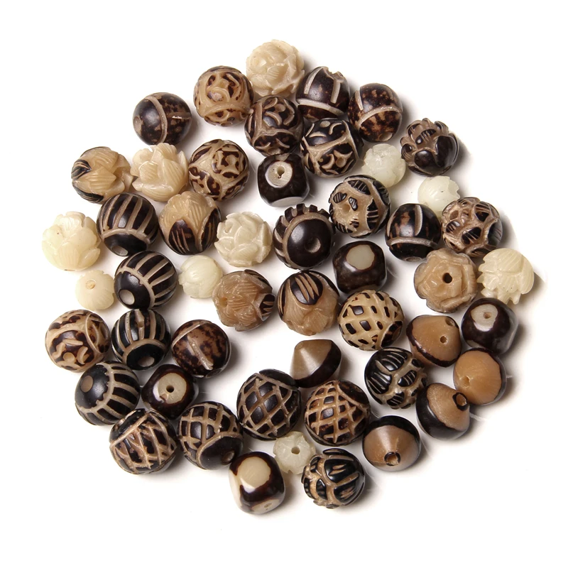 10 Style Buddha Craftwork Carved Natural Bodhi Root Lotus Wooden Beads ...