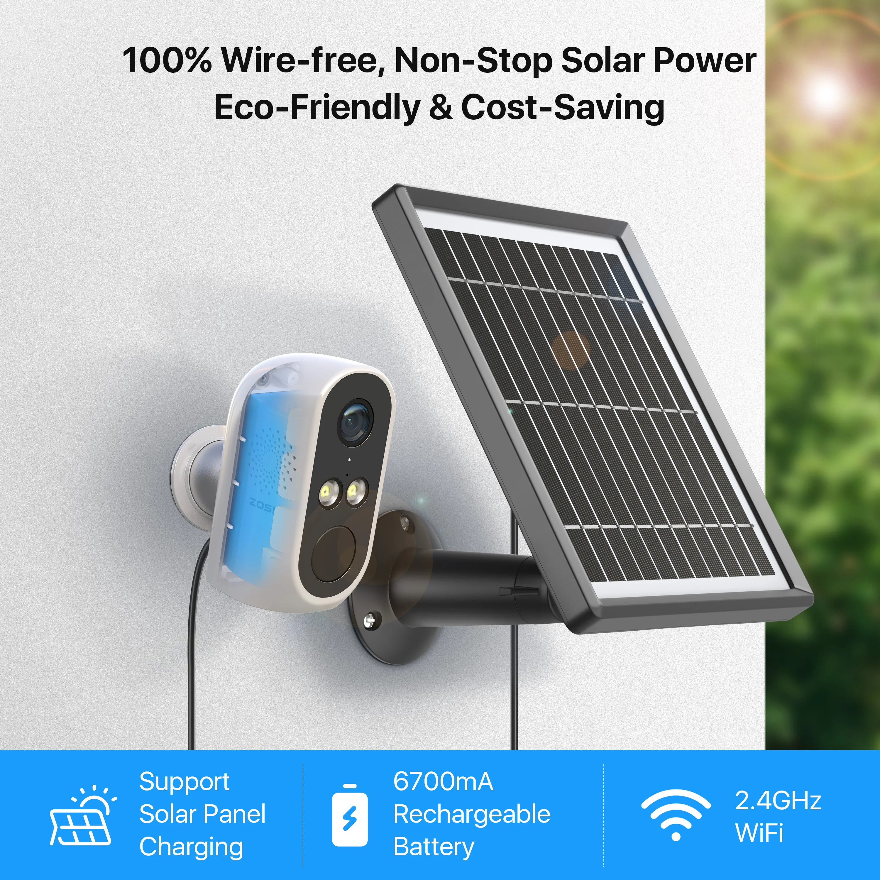ZOSI 1080P WiFi камера видеонаблюдения с питанием от аккумулятора на ...