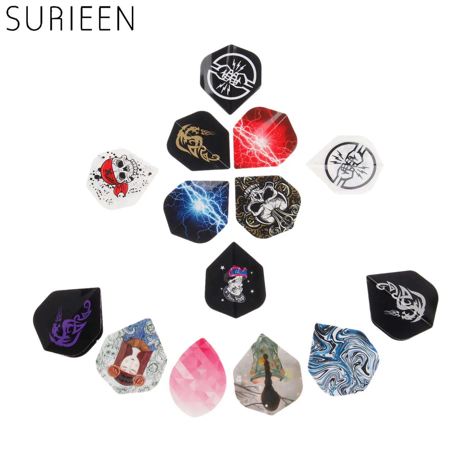 12 Pcs Mixed 14 Styles Pattern Professional Standard Nice Dart Tail ...