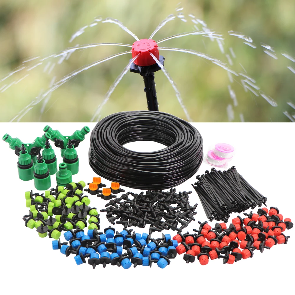 5-50m Micro Drip Irrigation Watering Kit 8 Hole Adjustable Flow Dripper ...