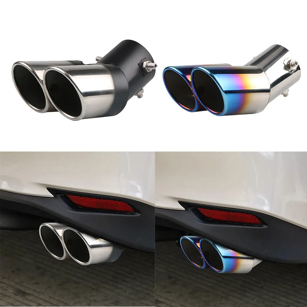 Dual-Outlet-Car-Exhaust-Tip-Stainless-Steel-Slant-Rolled-Edge-Auto ...