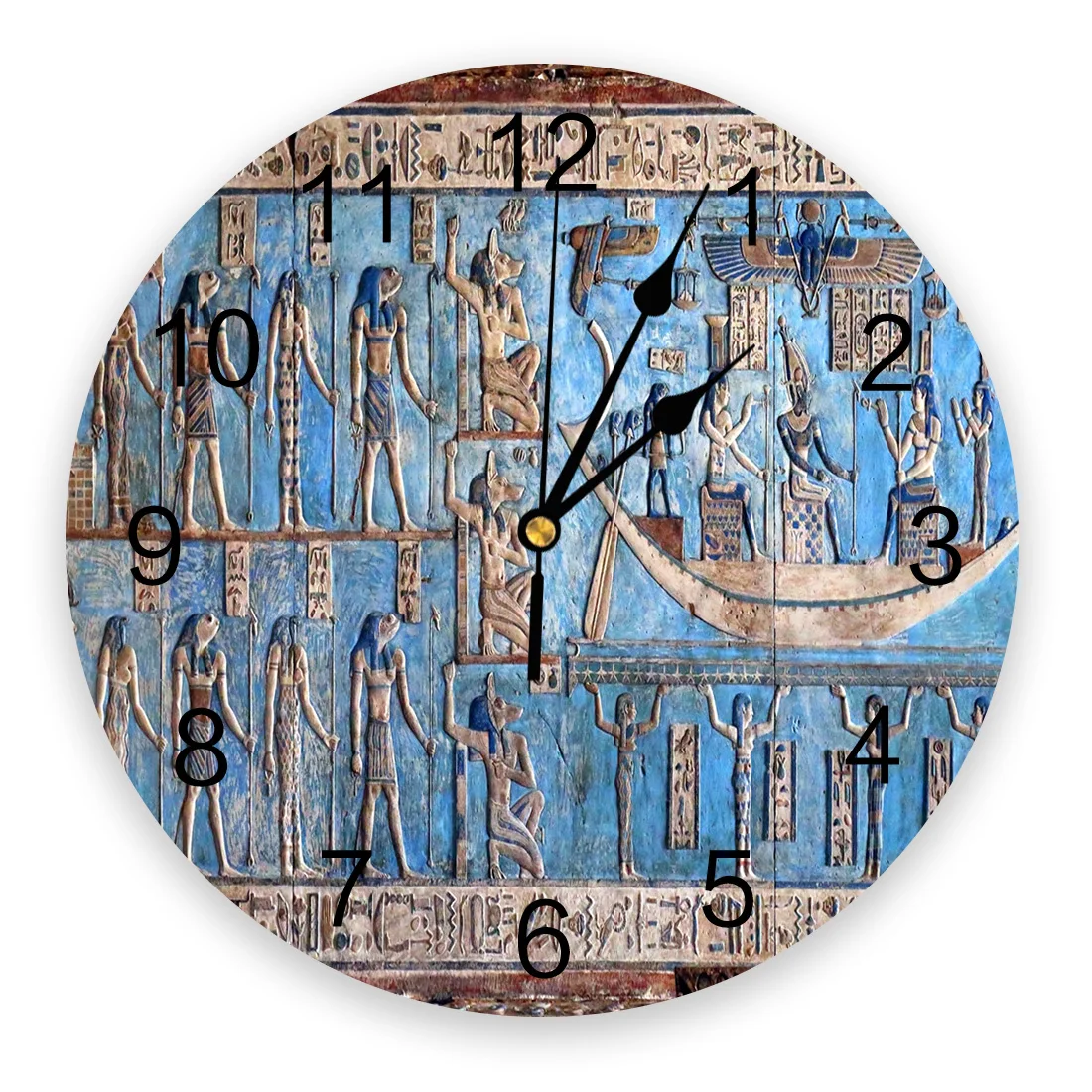Hieroglyphic-Carvings-Ancient-Egyptian-Temple-Wall-Clock-Kitchen-Home ...