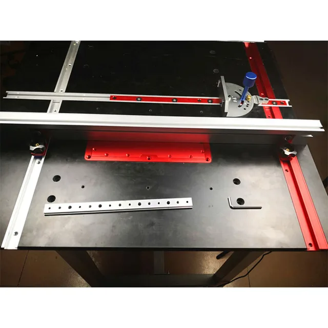 Woodworking Miter Gauge with track Stop Table saw push handle Backing T ...