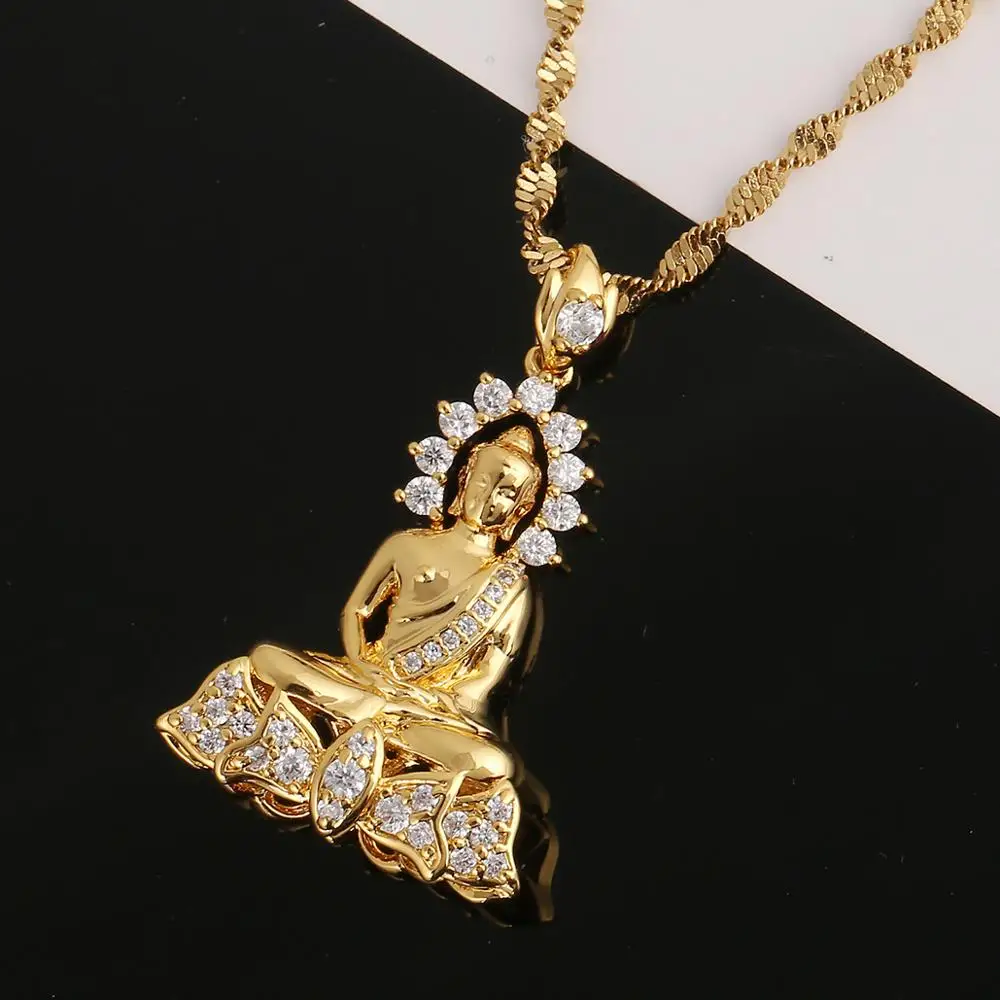 Gold Color Vintage Tibetan Amitabha Buddha Buddhist Pendant Necklace ...
