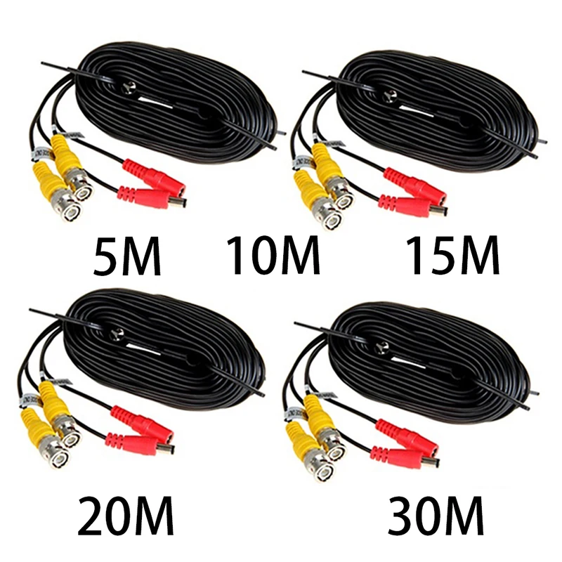 1pc 5/10/15/20/30m Cctv Cable Bnc & Dc Plug Dvr Video Power Cable For ...