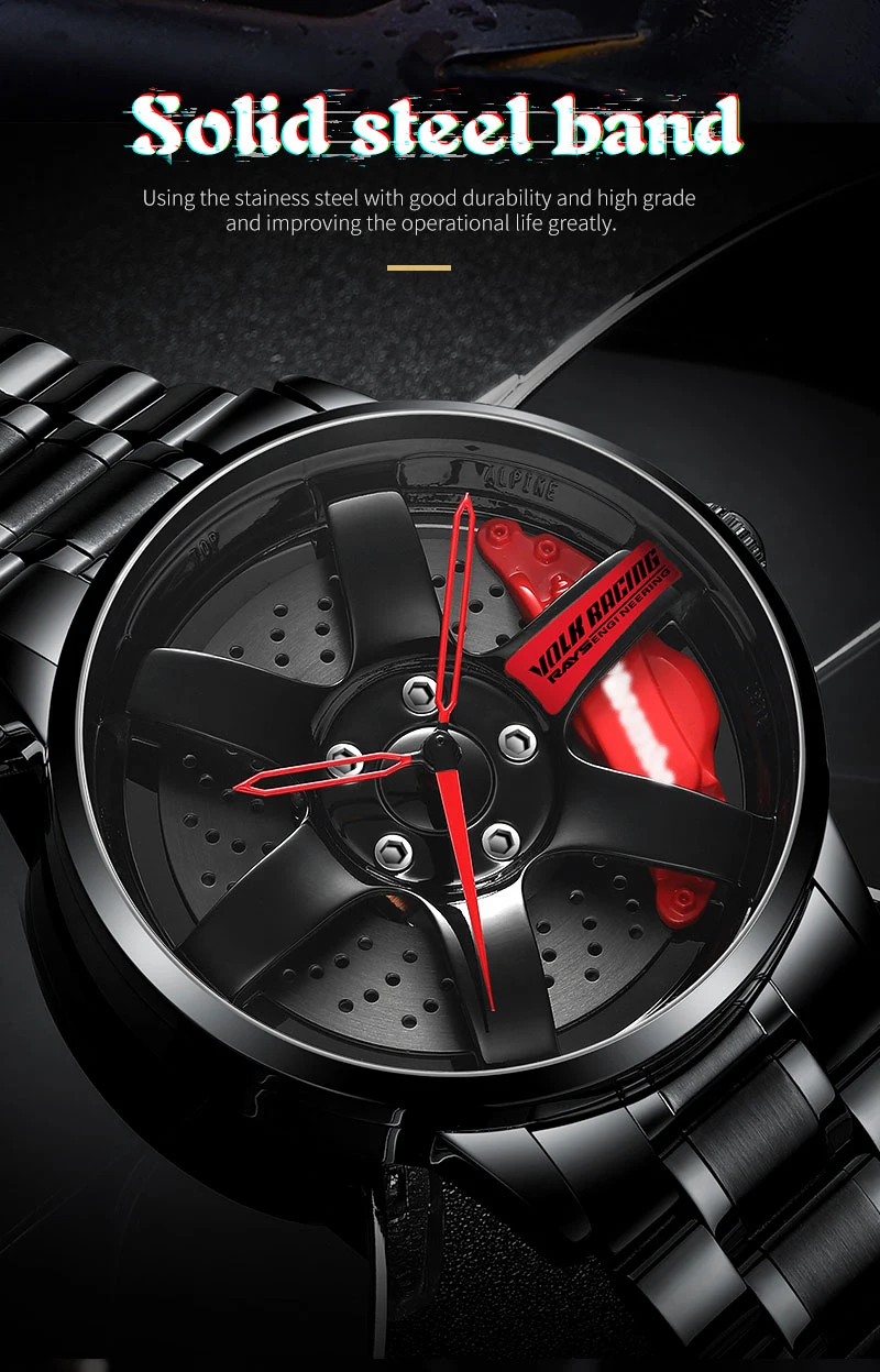 NIBOSI Wheel Rim Hub Watch Custom Design Sport Car Rim Watches Waterproof Creative Relogio ...