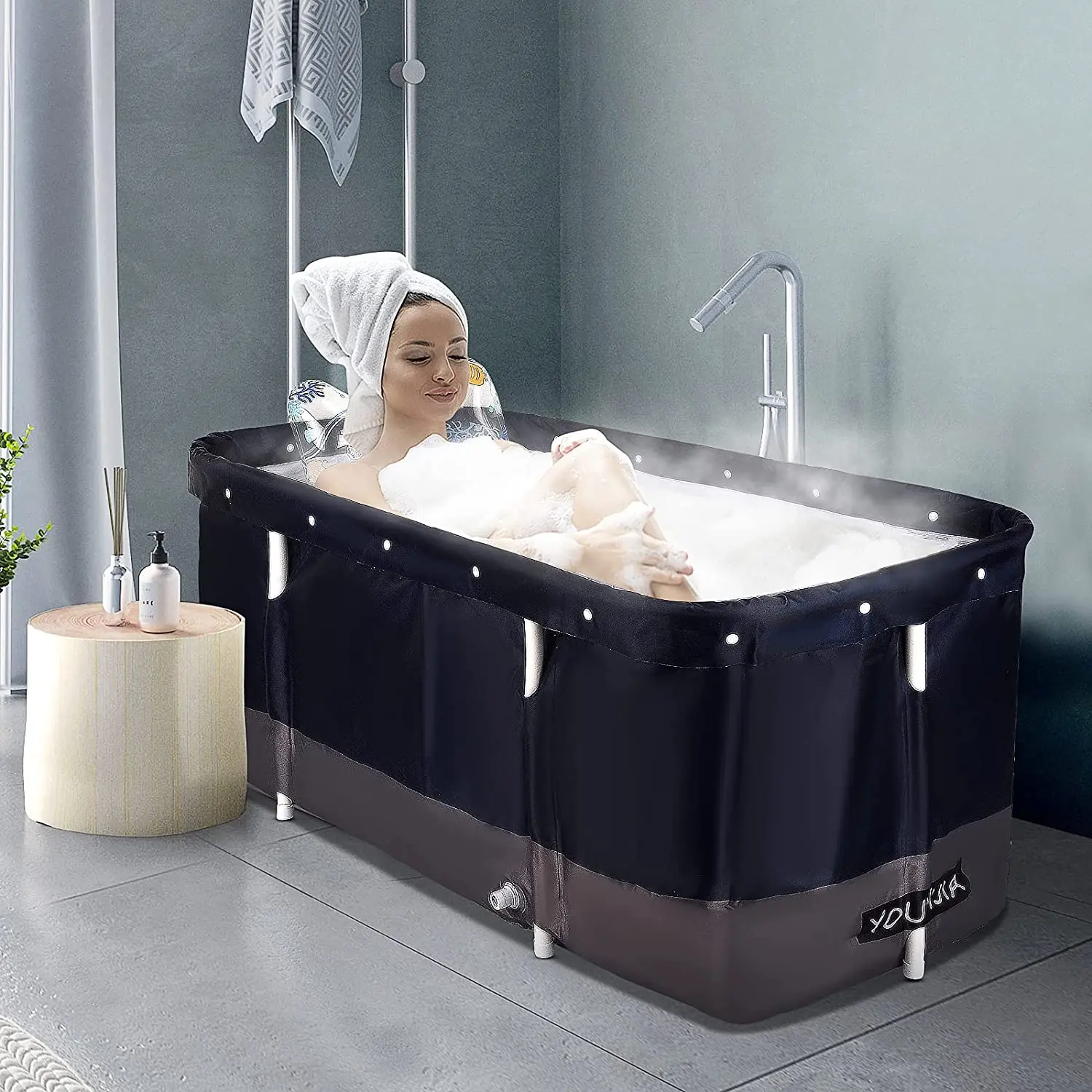 Foldable Bathtub Portable Waterproof Thickened Adult Family Spa ...