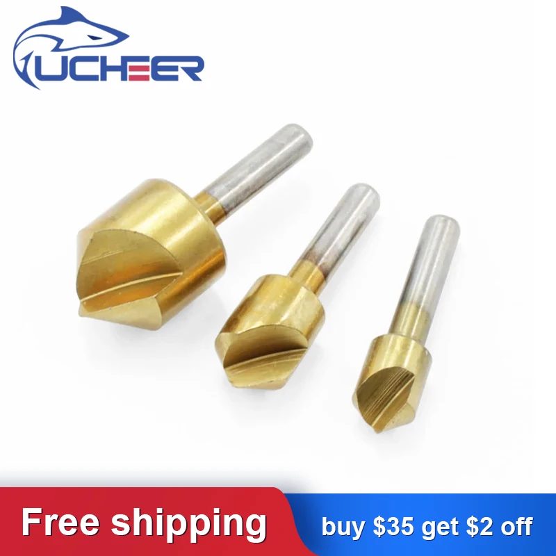 UCHEER-5pcs-Single-Flute-Titanium-90-Degree-Countersink-Drill-Bit-6mm ...