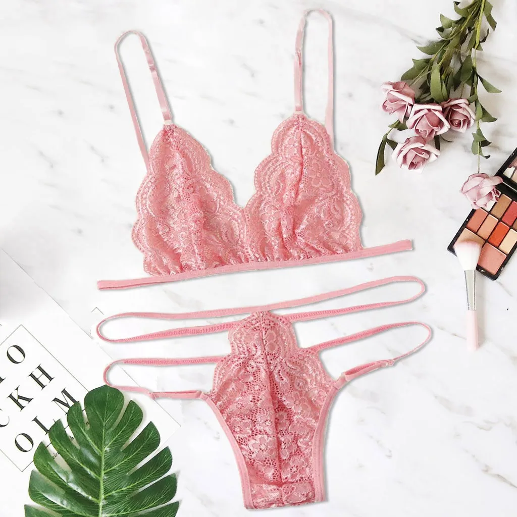 Ropa interior erótica de talla grande para Mujer, lencería Sexy de encaje, sujetador Porno ...