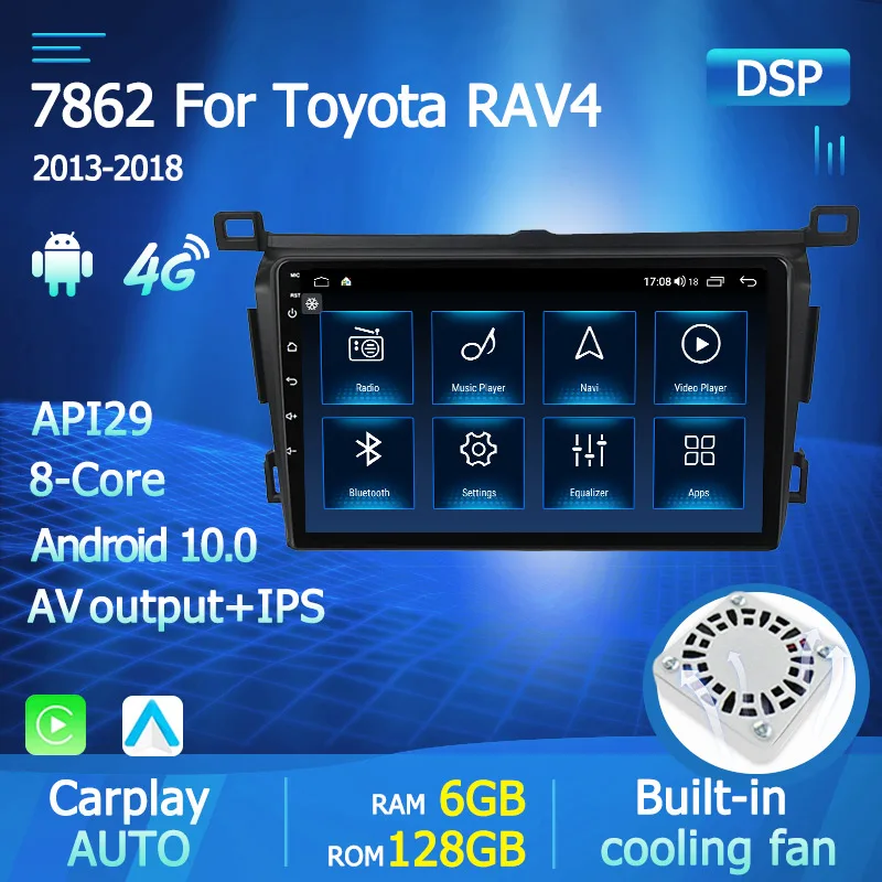 Android 10 6G+128G For Toyota RAV4 Rav 4 2013 2014 2015 2016 2017 2018 ...