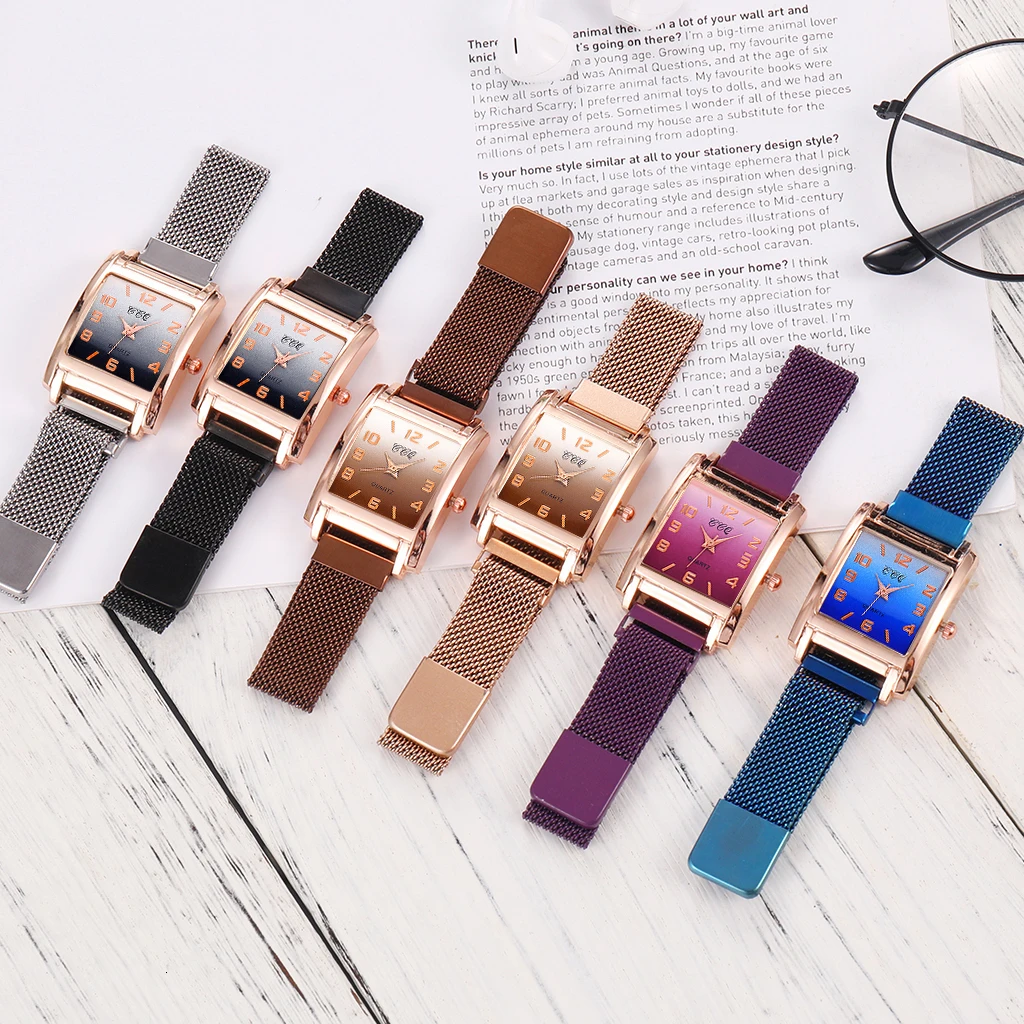 CCQ Women Magnet Buckle Gradient Color Arabic Numbers Watch Luxury ...