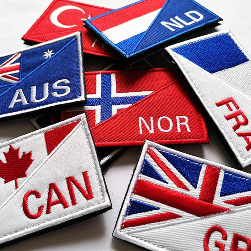 Flag coding Brazil Spain Russia Embroidered Hook Loop badge Cloth ...