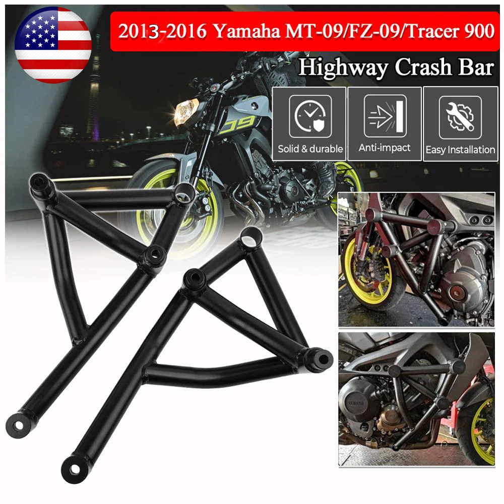 For-Yamaha-MT09-FZ09-Tracer-Engine-Guard-Crash-bar-Bumper-Stunt-Cage ...