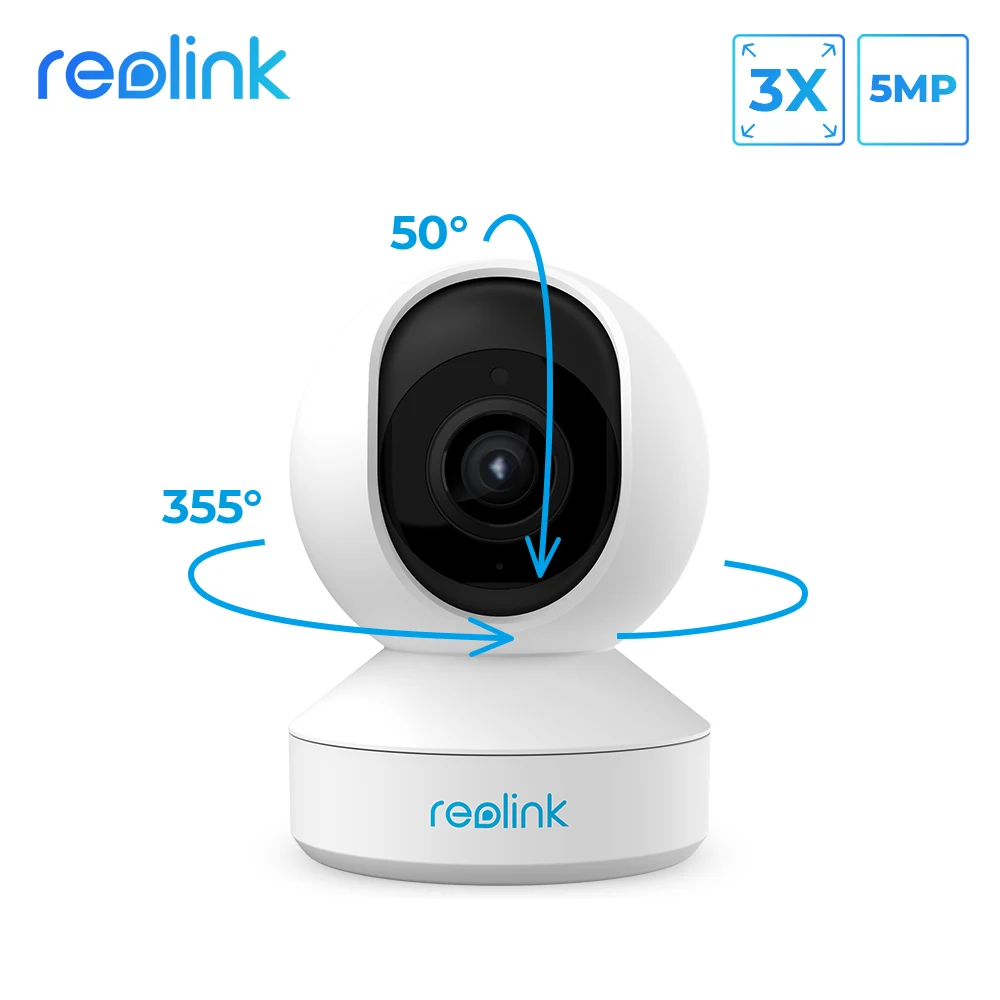 Reolink E1 Zoom 5MP PTZ IP Camera White Baby Monitor 2.4G/5G WiFi ...