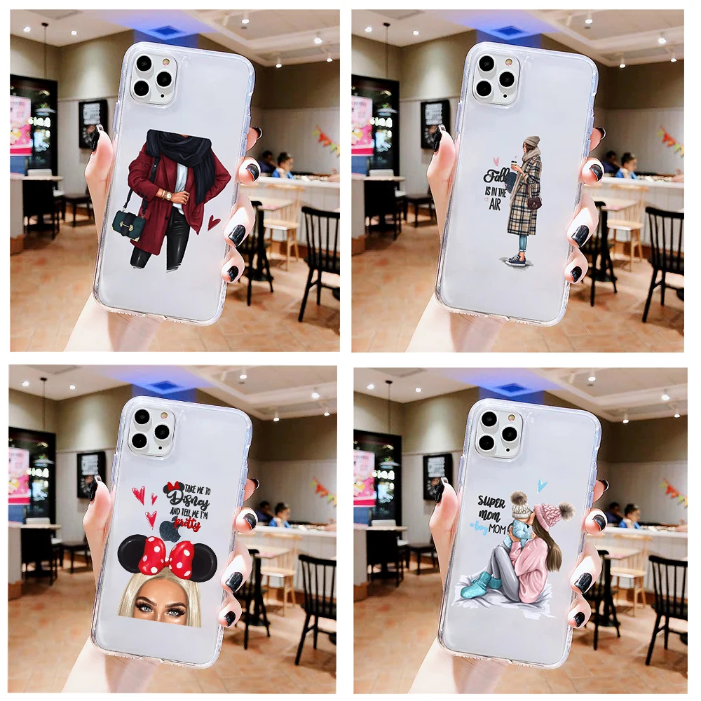 fashion baby girl mom dad phone case For iPhone 11 Pro Max 5S SE 6 6S 7 ...