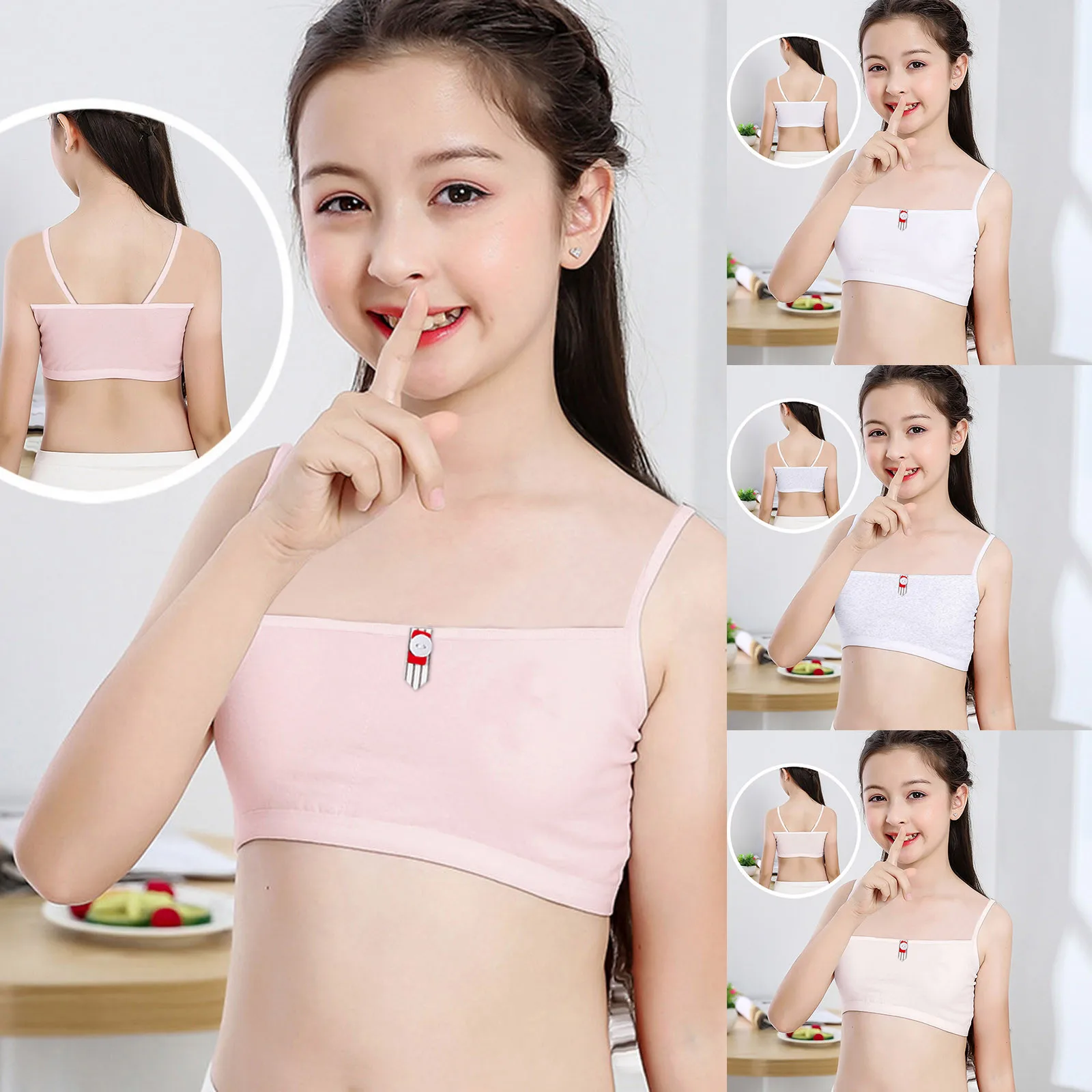 Sports Bra Kids Girls Underwear Foam Bra Vest Children Underclothes Summer Cotton Breathable ...