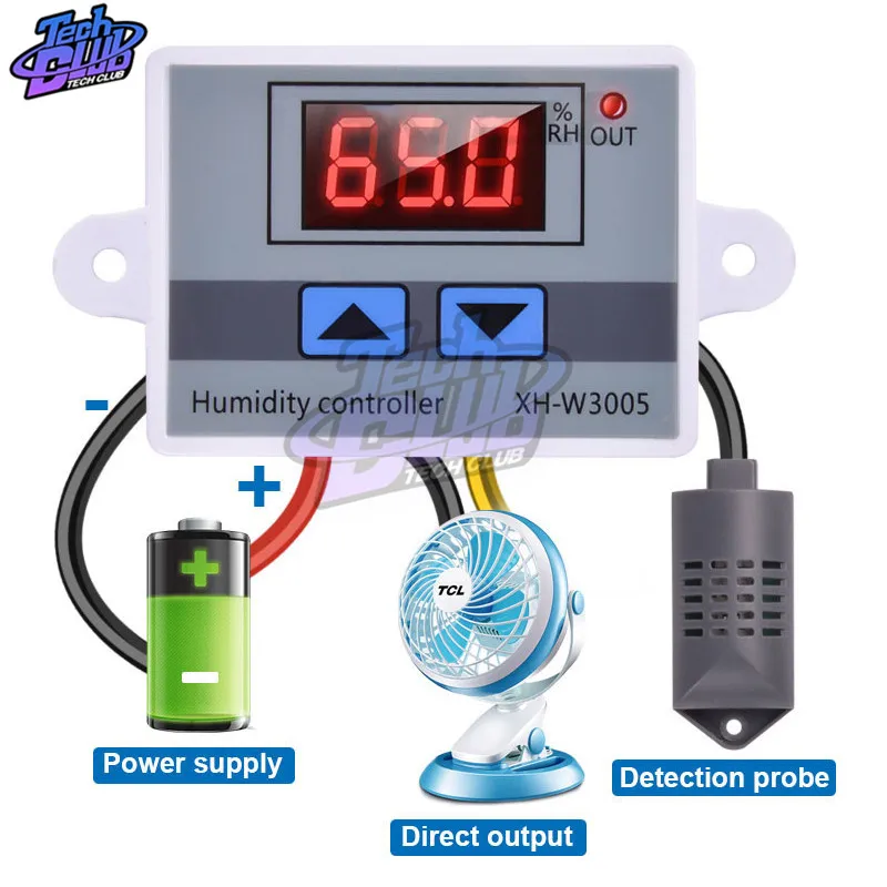 0~99%RH XH-W3005 Digital Humidity Controller 220V 12V 24V Hygrometer ...