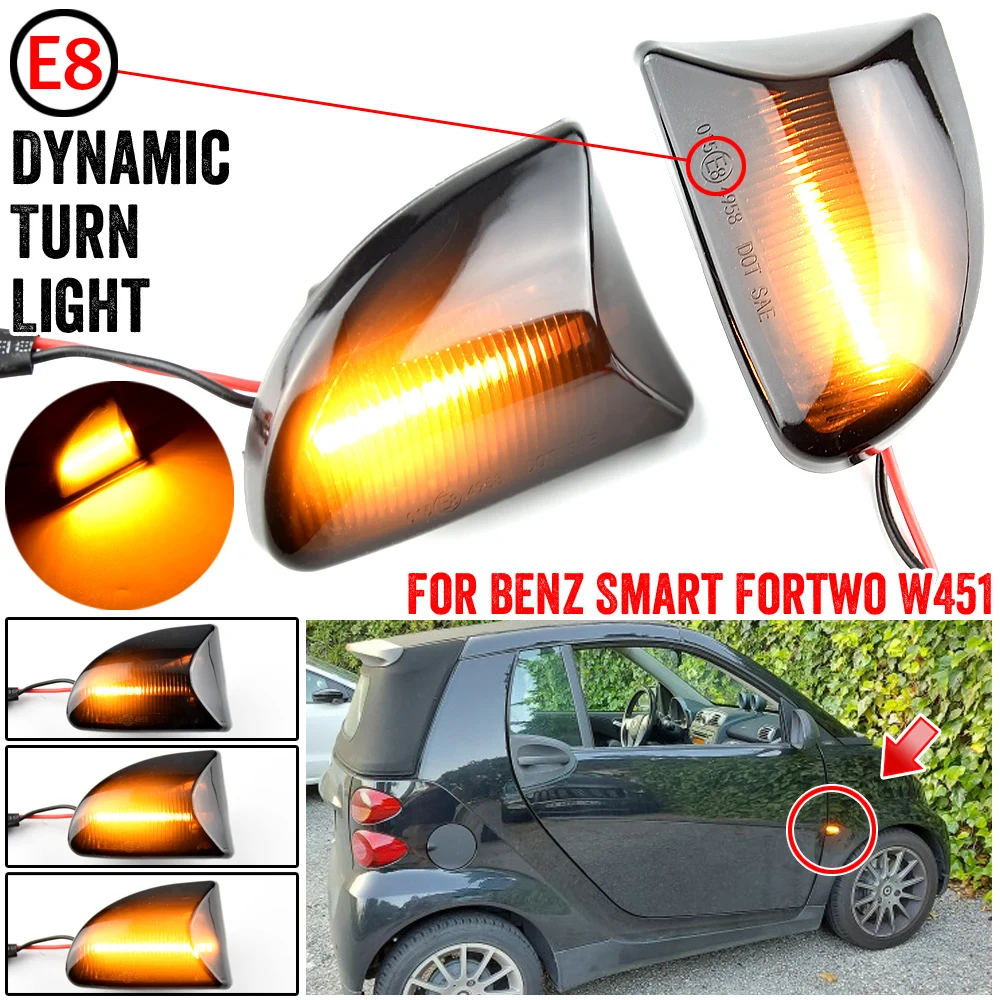 2pcs Smoked Lens Amber Led Dynamic Side Marker Light Turn Signal Lights ...
