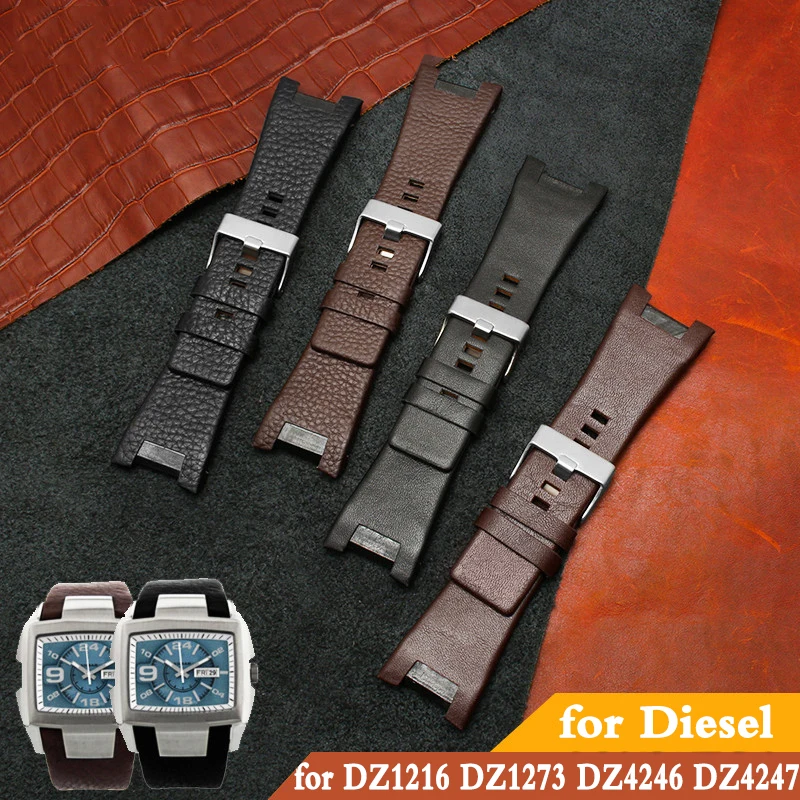 Genuine-Leather-Watchband-32mm-for-Diesel-Watch-Strap-for-DZ1216-DZ1273 ...