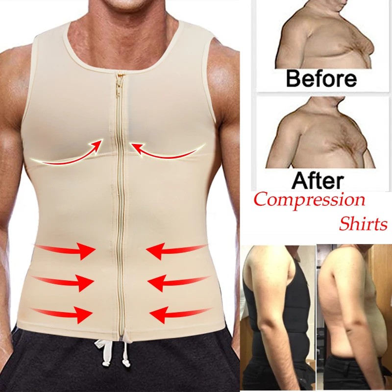 Mannen Shapers Shirt Vest Afslanken Ondergoed Body Shaper Strakke Tank ...