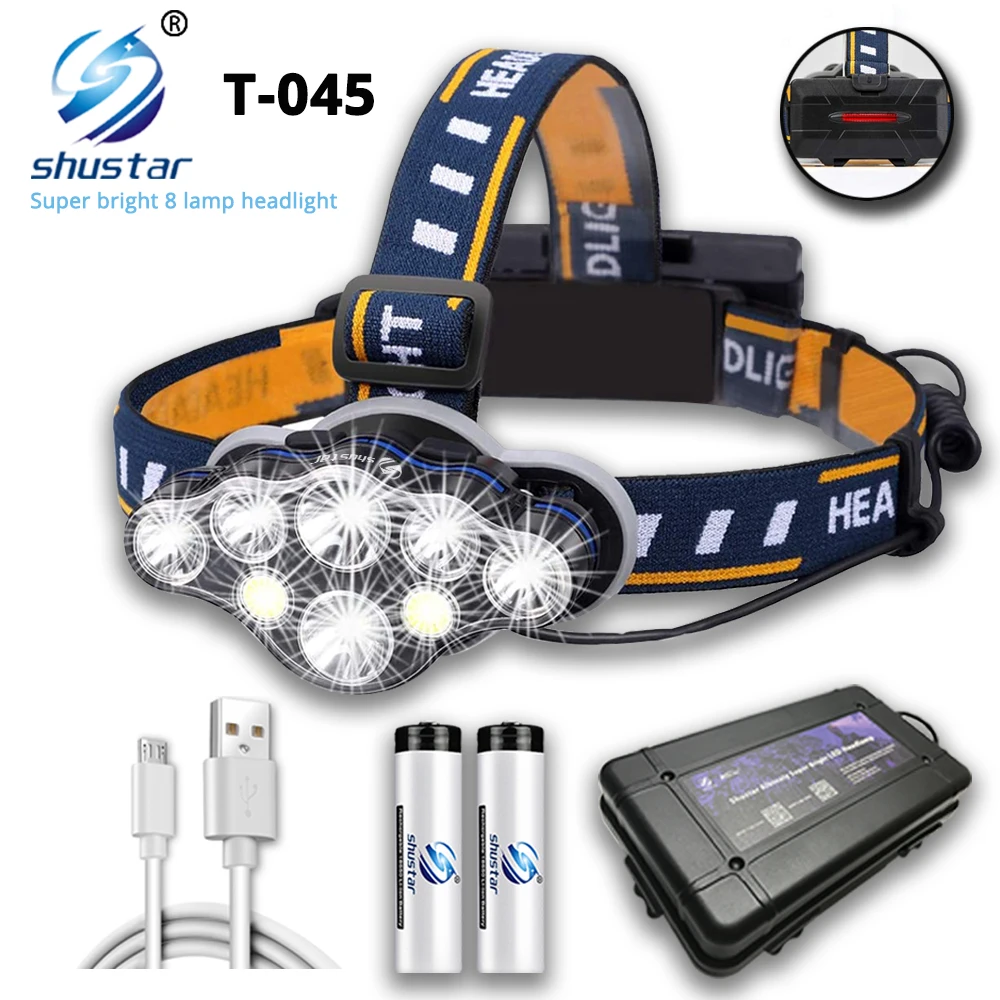 Super-bright-LED-Headlamp-With-8-LED-Bulbs-5000-lumen-Waterproof ...