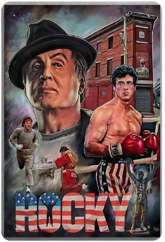 ZJLVMF Vintage Poster Metal Sign Rocky Balboa Metal Tin Sign Wall Decor ...