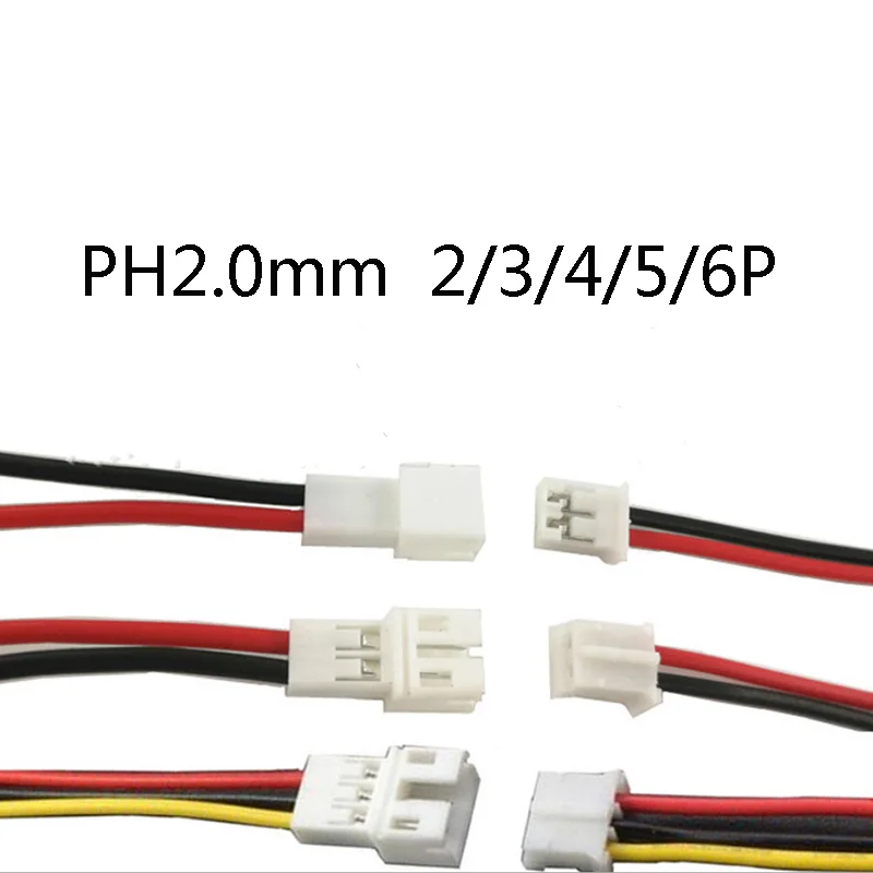 10pcs/ 5female+5male PH2.0mm Micro JST PH 2.0 2P 3P 4P 5P 6pin Male Female Plug Connector With ...