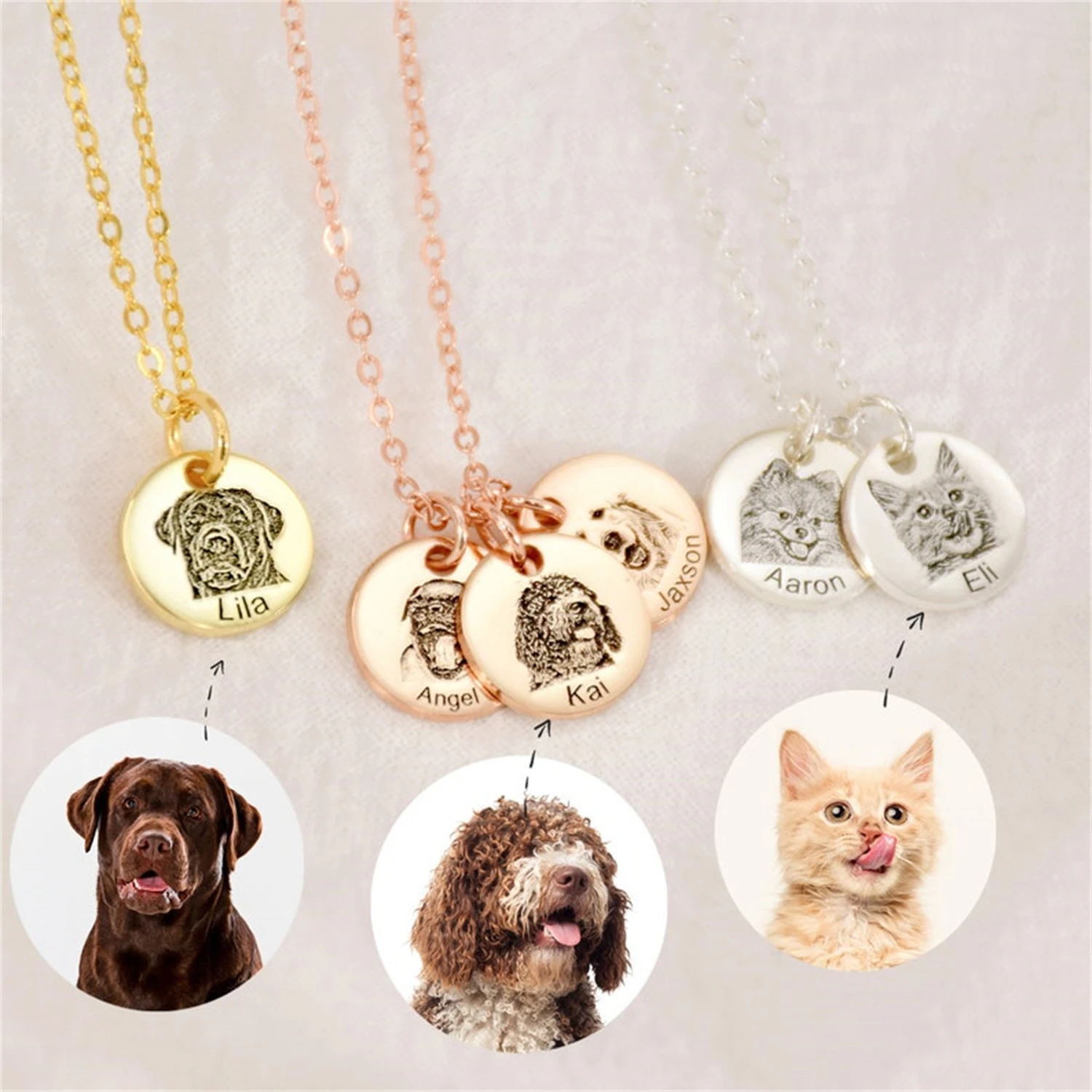 Personalized Pet Portrait Necklace Custom Dog Photo Necklace Birthday ...