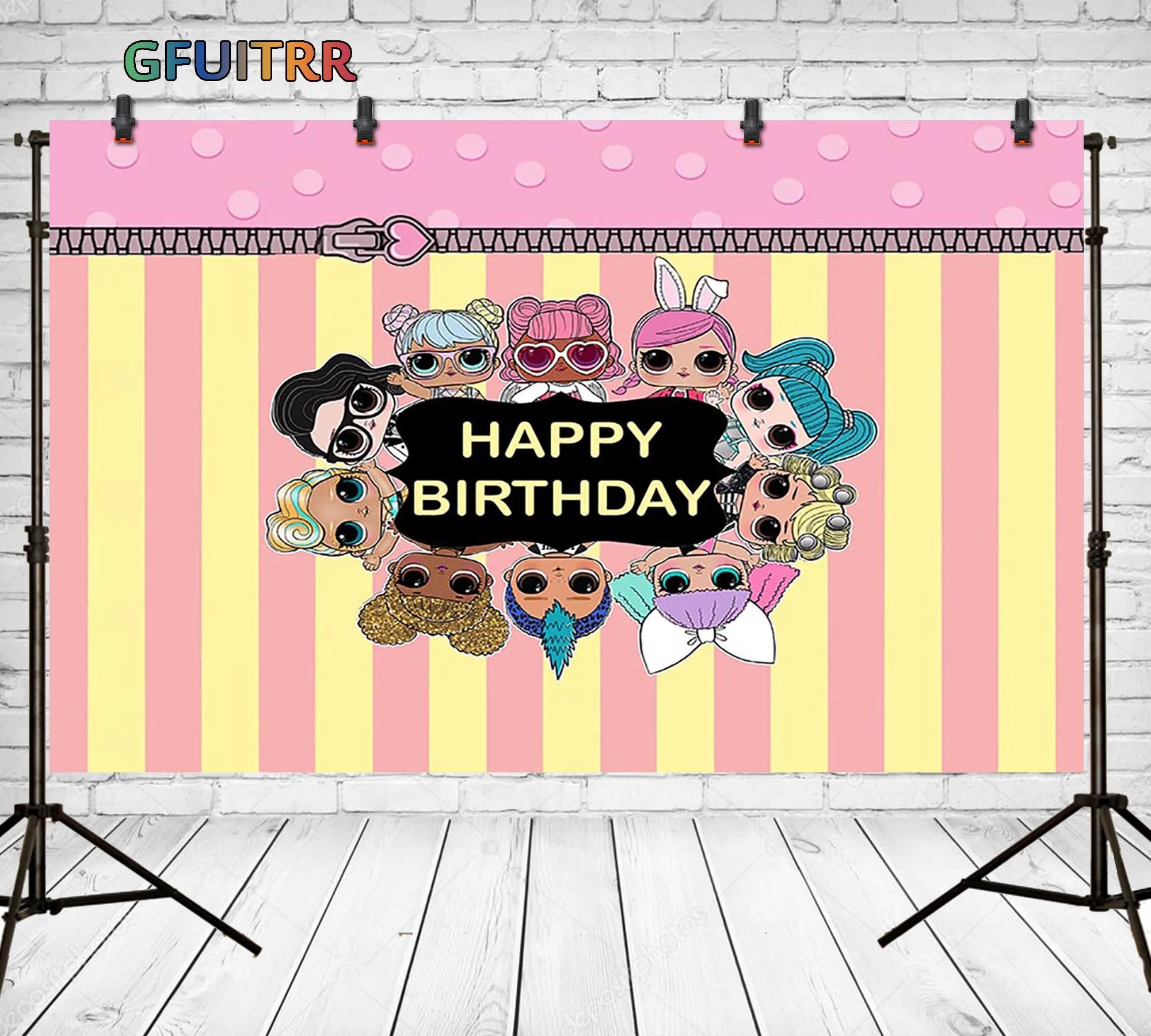GFUITRR Lol Dolls Girls Photography Backdrop Baby Shower Happy Birthday ...