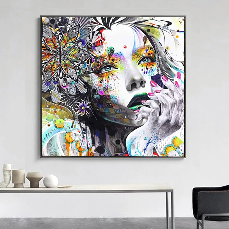 Seni-dinding-Modern-untuk-ruang-tamu-anak-perempuan-dengan-bunga ...