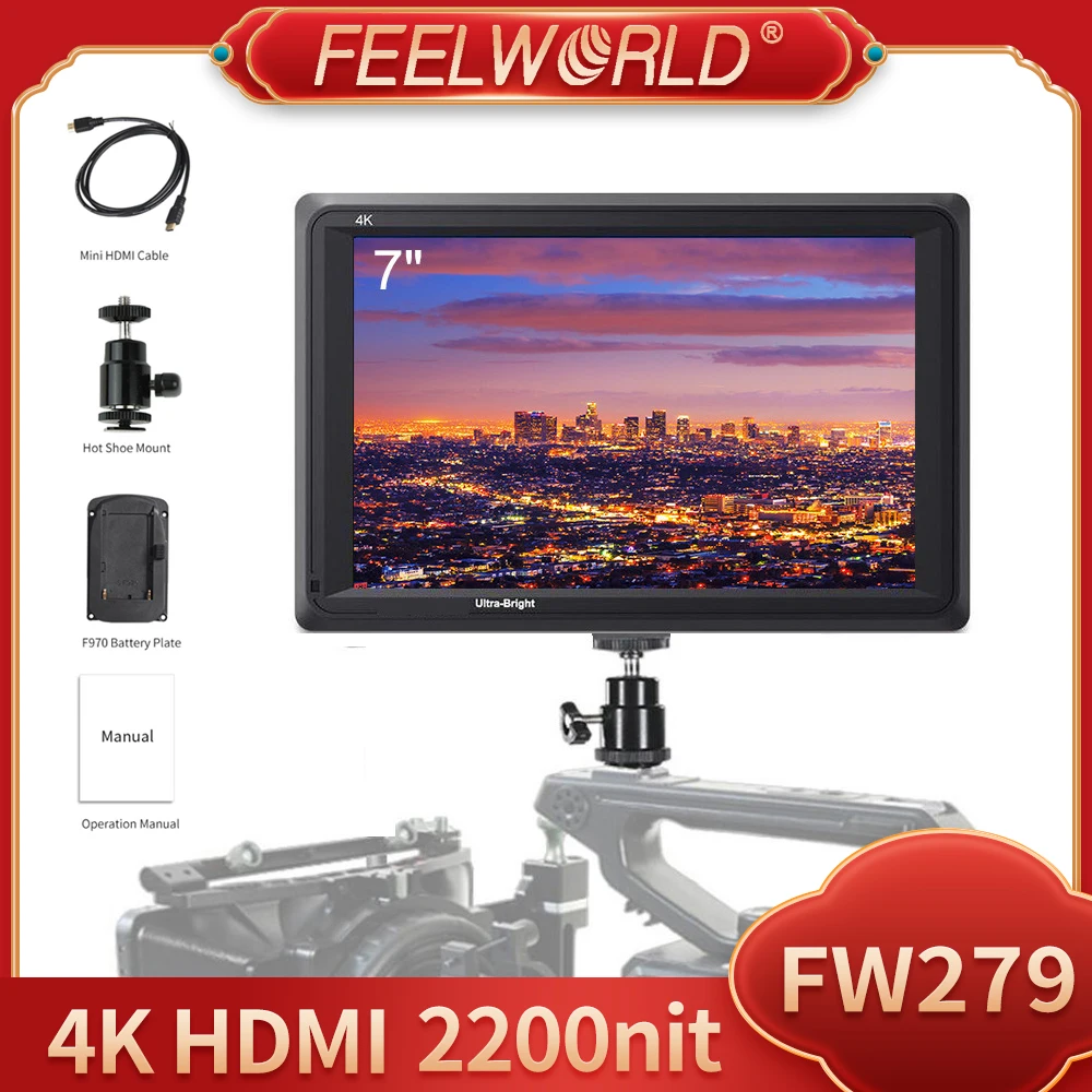 Feelworld Fw279 7 Inch Ips 2200nits Camera Field Monitor 4k Hdmi Input ...