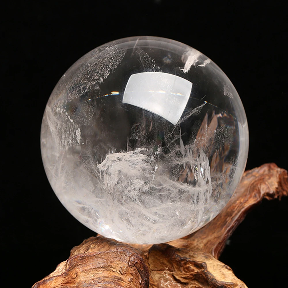 Natural White Clear Quartz Crystal Ball Polished Healing Sphere ...