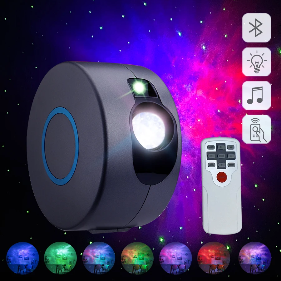 Projector Starry Sky Night Light Room Decor Rotate Ocean Wave Star ...
