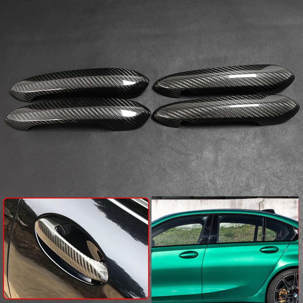 4pcs-Genuine-Carbon-Fiber-Car-Side-Body-Door-Handle-Cover-Trim-For-BMW ...