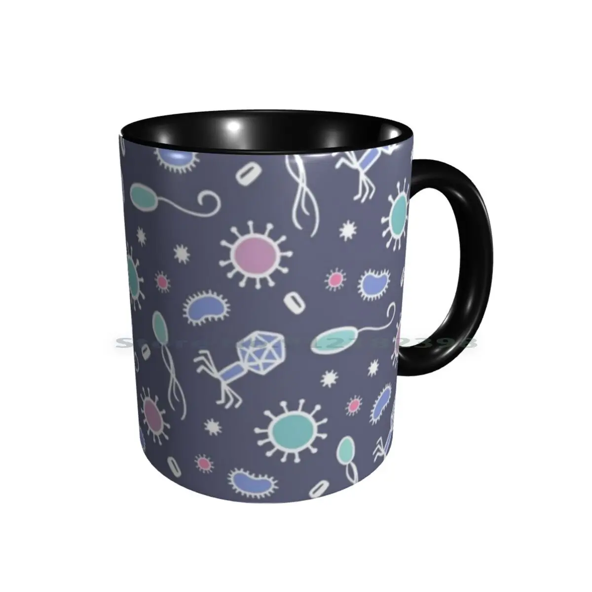 Microbes Dark Ceramic Mugs - Mon Science