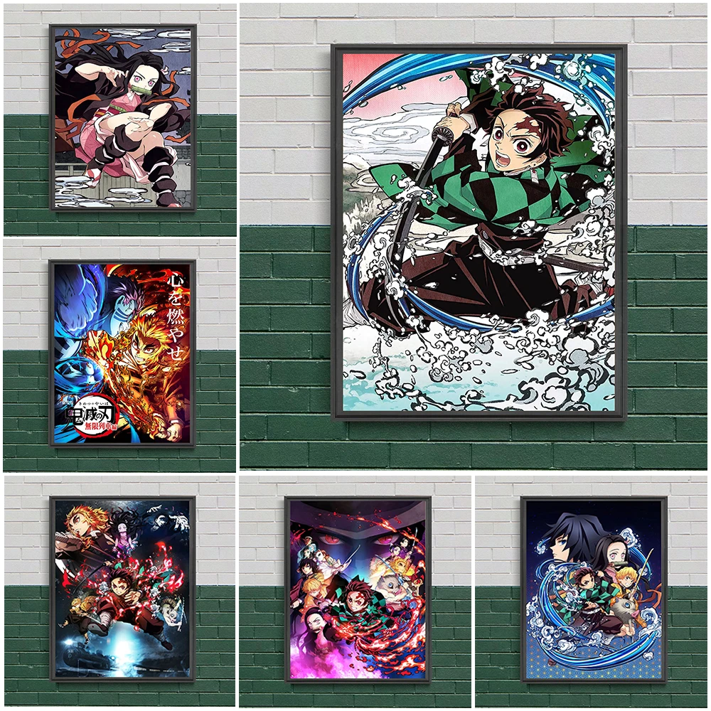 Tanjiro-Nezuko-Kyojuro-Rengoku-Anime-arte-de-pared-lienzo-pintura-Demon ...