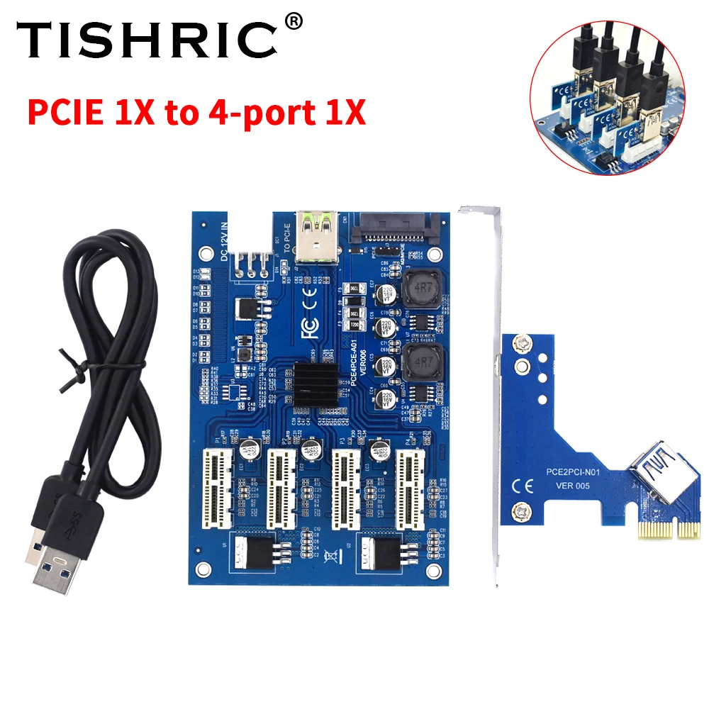 TISHRIC-PCIE-1-To-4-Adapter-1X-Slots-PCI-Express-Multiplier-To-4-PCI-E ...