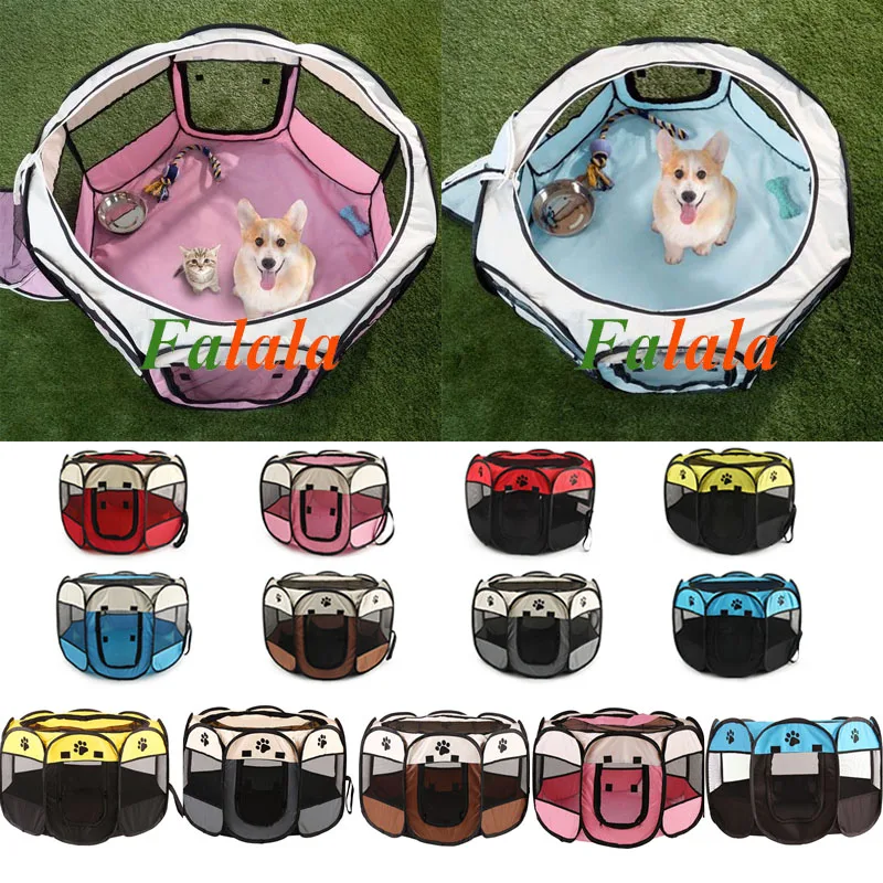 Portable-Folding-Pet-Tent-Dog-House-Octagonal-Cage-For-Cat-Tent-Playpen ...