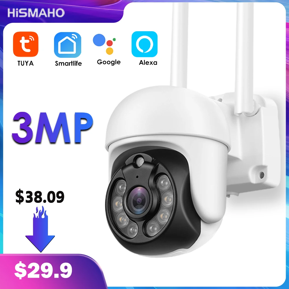 Tuya IP Camera WiFi 3MP HD Home Security Camera Outdoor Mini Alexa CCTV ...