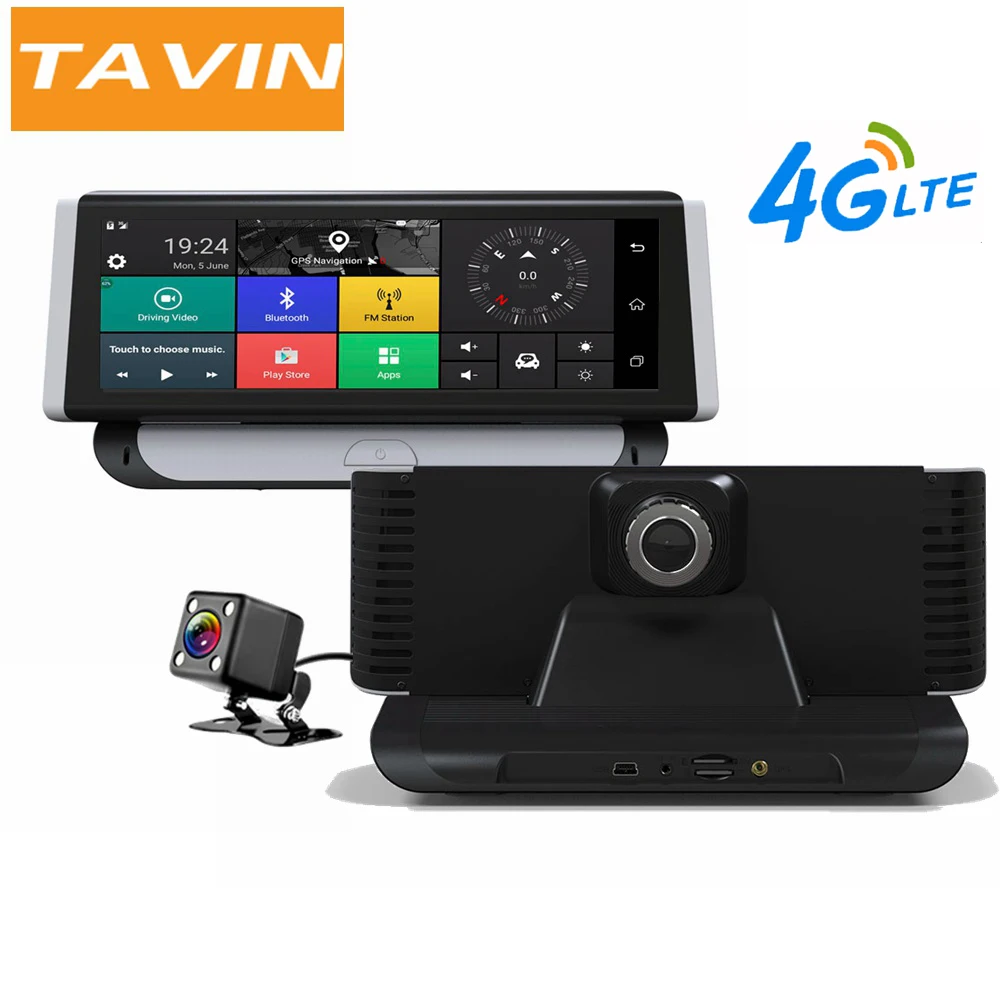 TAVIN Car DVRs 4G ADAS Android 5.1 8.0 Inch Rearview Mirror Camera GPS ...