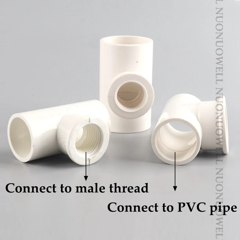 2pcs 1/2 3/4 1Inch PVC Female Thread Tee Connector Water, 59% OFF