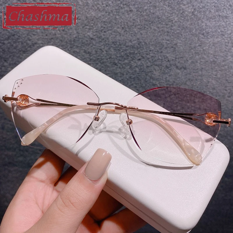 Chashma-Rimless-Light-Frame-Diamond-Stones-Trend-Eyeglasses-Titanium ...