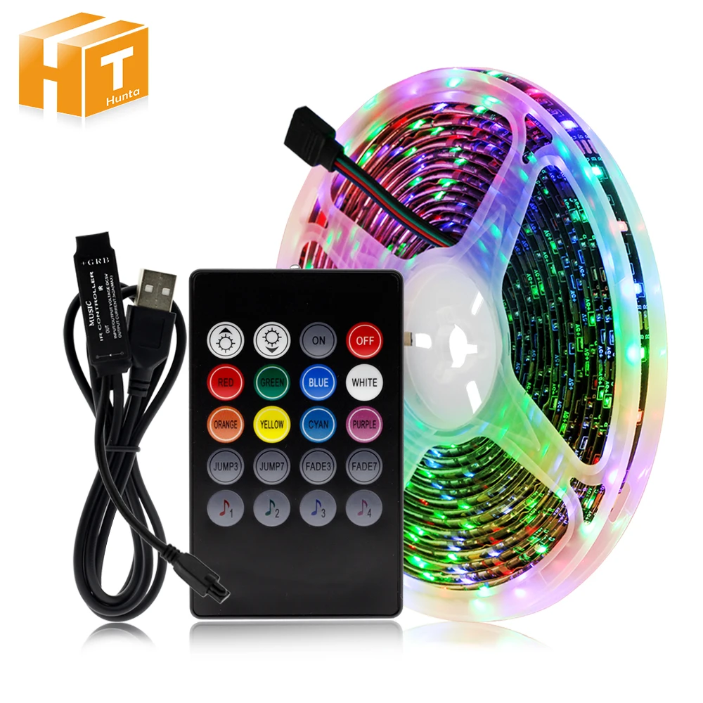 Tira de LED USB cambiable RGB 2835, luz LED Flexible con Control Bluetooth/Control de música ...