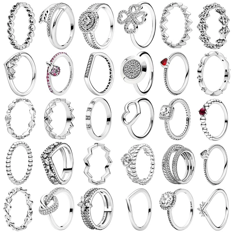Anillos-cl-sicos-de-plata-de-ley-100-925-para-mujer-corona-de-Tiara-de ...
