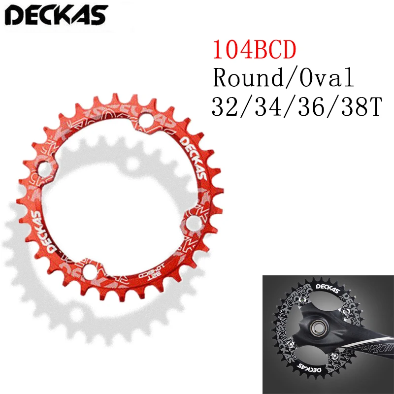 Deckas 104bcd Oval Chainring Mtb Bike Round Chain Ring 7075 Aluminum Alloy Narrow Wide Chain ...