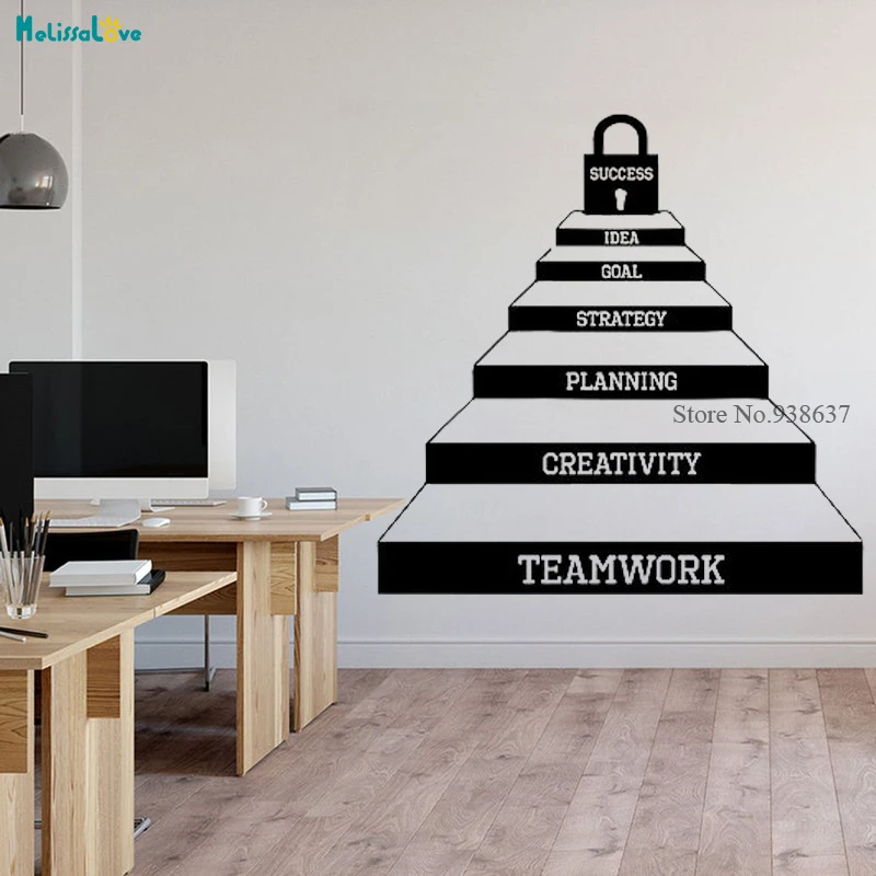 Achieve success Ladder design Teamwork Office Decal Inspire Words Work ...
