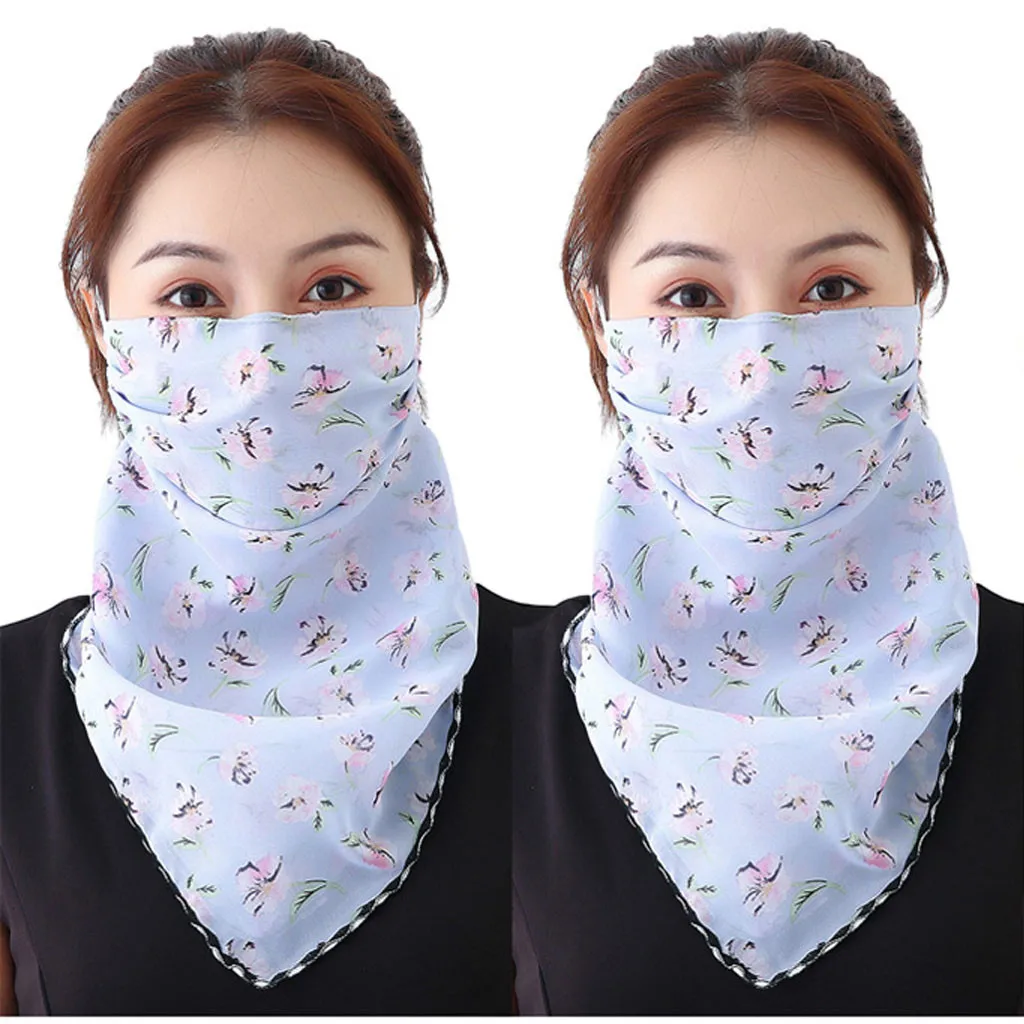 Sun Protection Mask Scarf Silk Neck Scarf （2Pcs） - Worth Buy Store