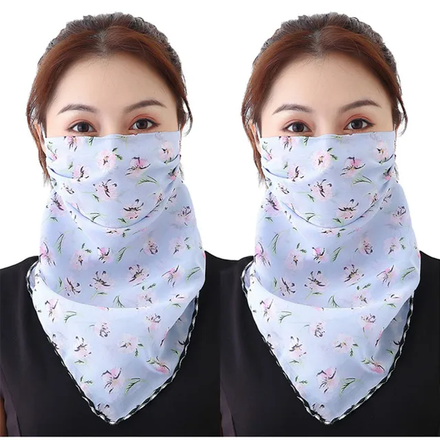 Sun Protection Mask Scarf Silk Neck Scarf （2Pcs） - Worth Buy Store