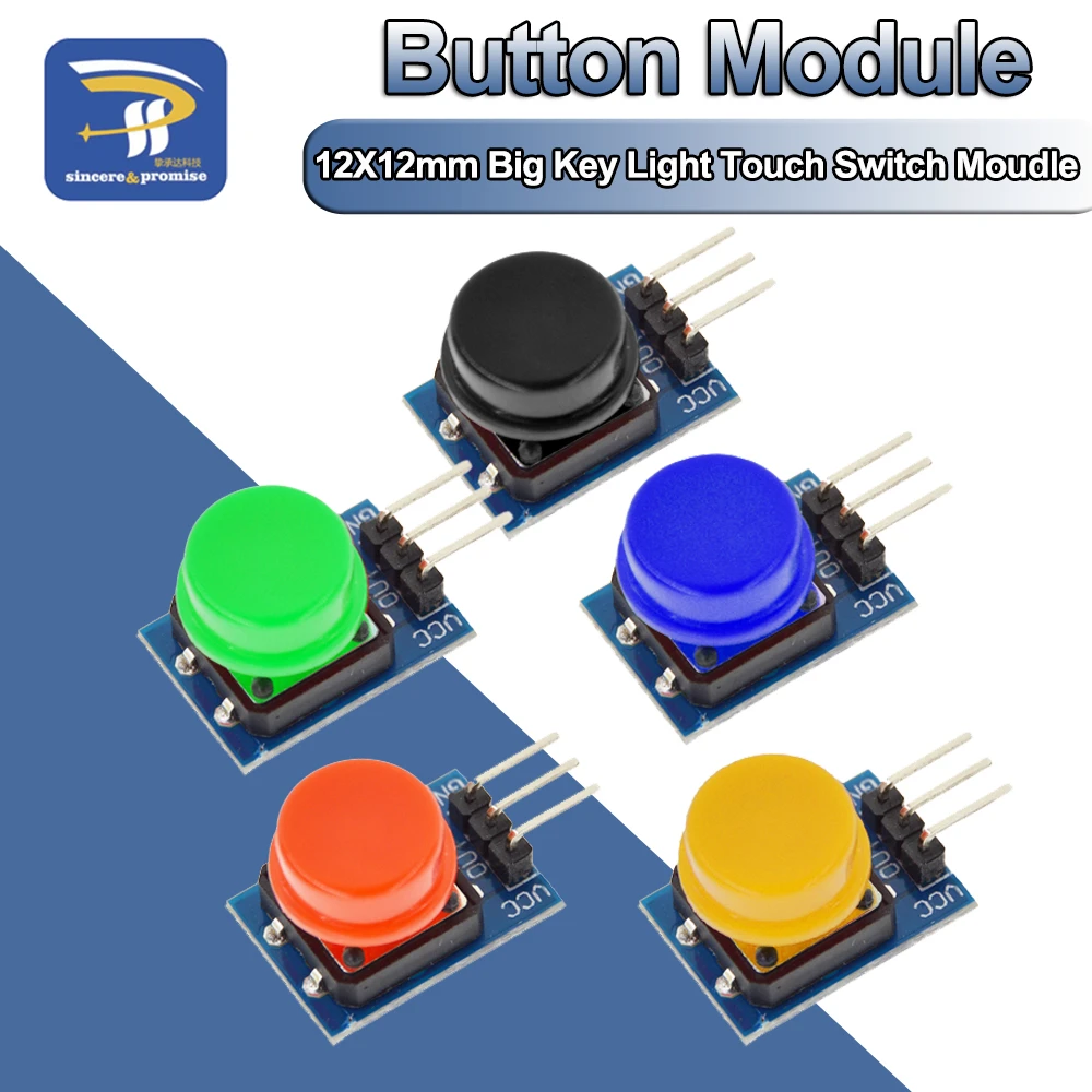 5pcs 12x12mm Big Key Module Button Light Touch Switch 3p Interface With Hat High Digital Level ...